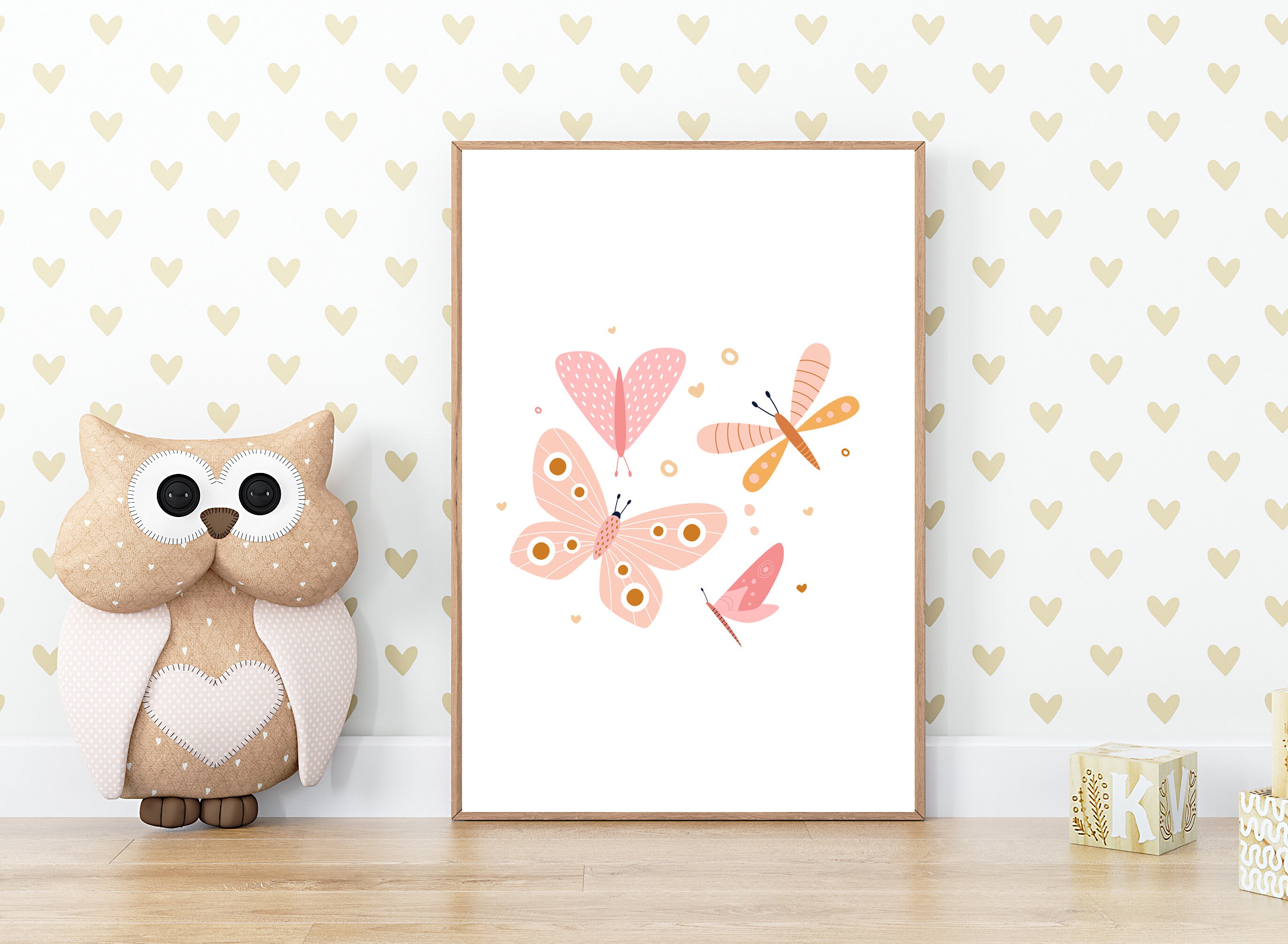 Butterfly Printable, Pink Cloud Poster, Cute Butterfly Wall Art, Pink ...