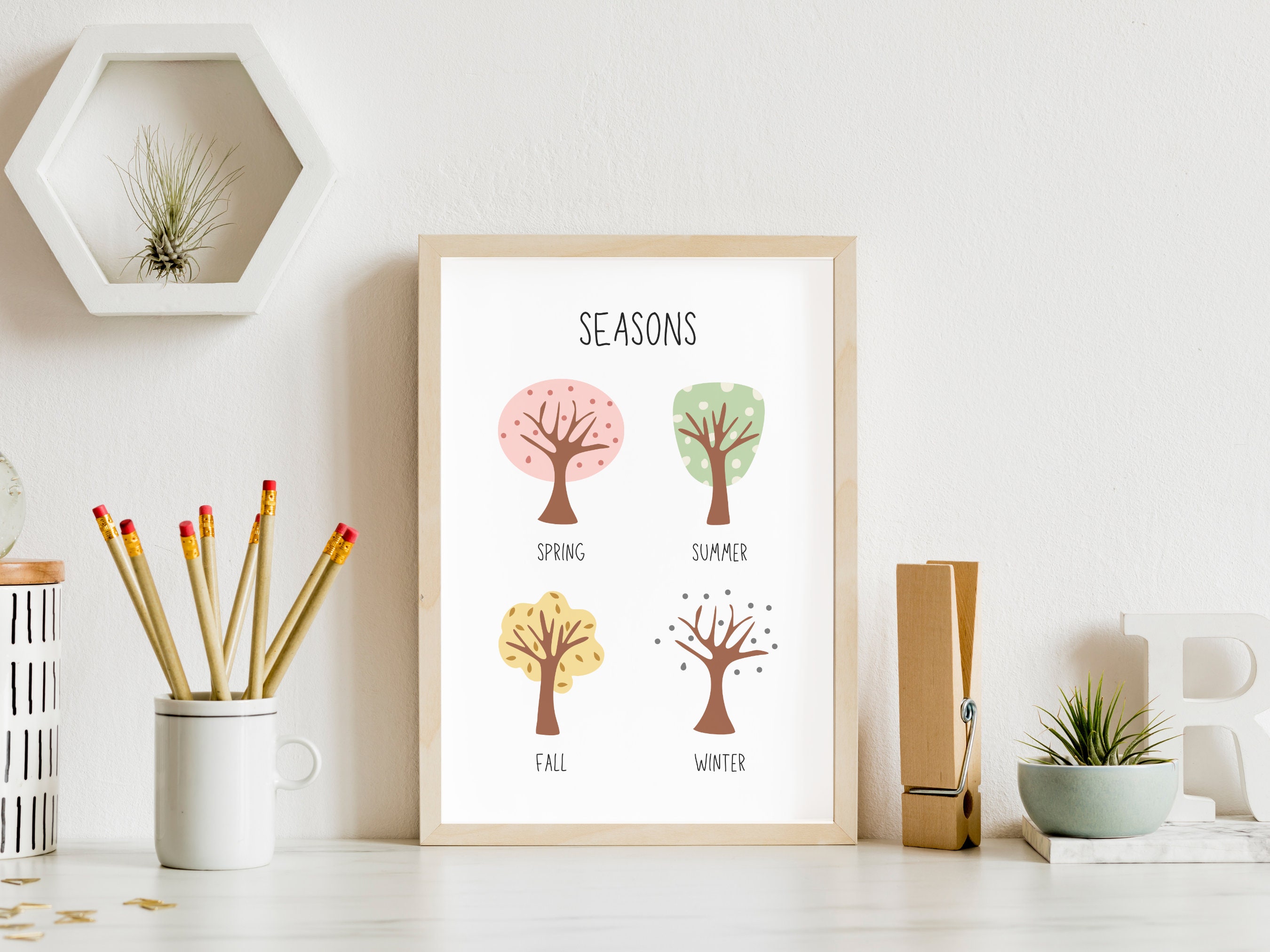 4 Seasons Educational Wall Art, Printable Wall Art, Homeschooling ...