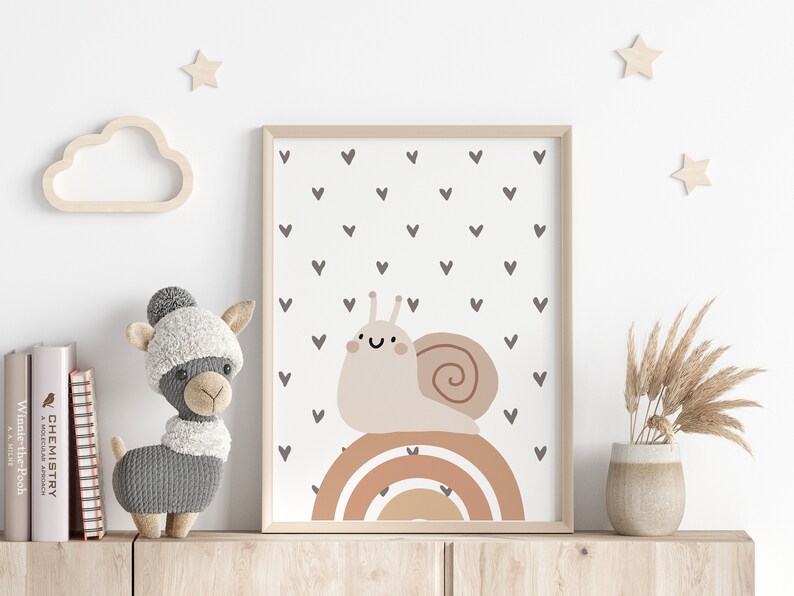 Snail Rainbow Boho Nursery, Printable Wall Art, Nursery Decor, Playroom ...
