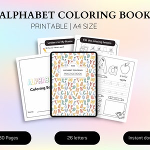 26 Alphabets Worksheets Printable, Alphabet Coloring Workbook, Learning ...