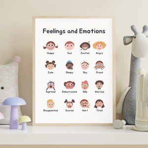 Feelings & Emotions Poster, Montessori Homeschool Decor, Feelings Chart ...