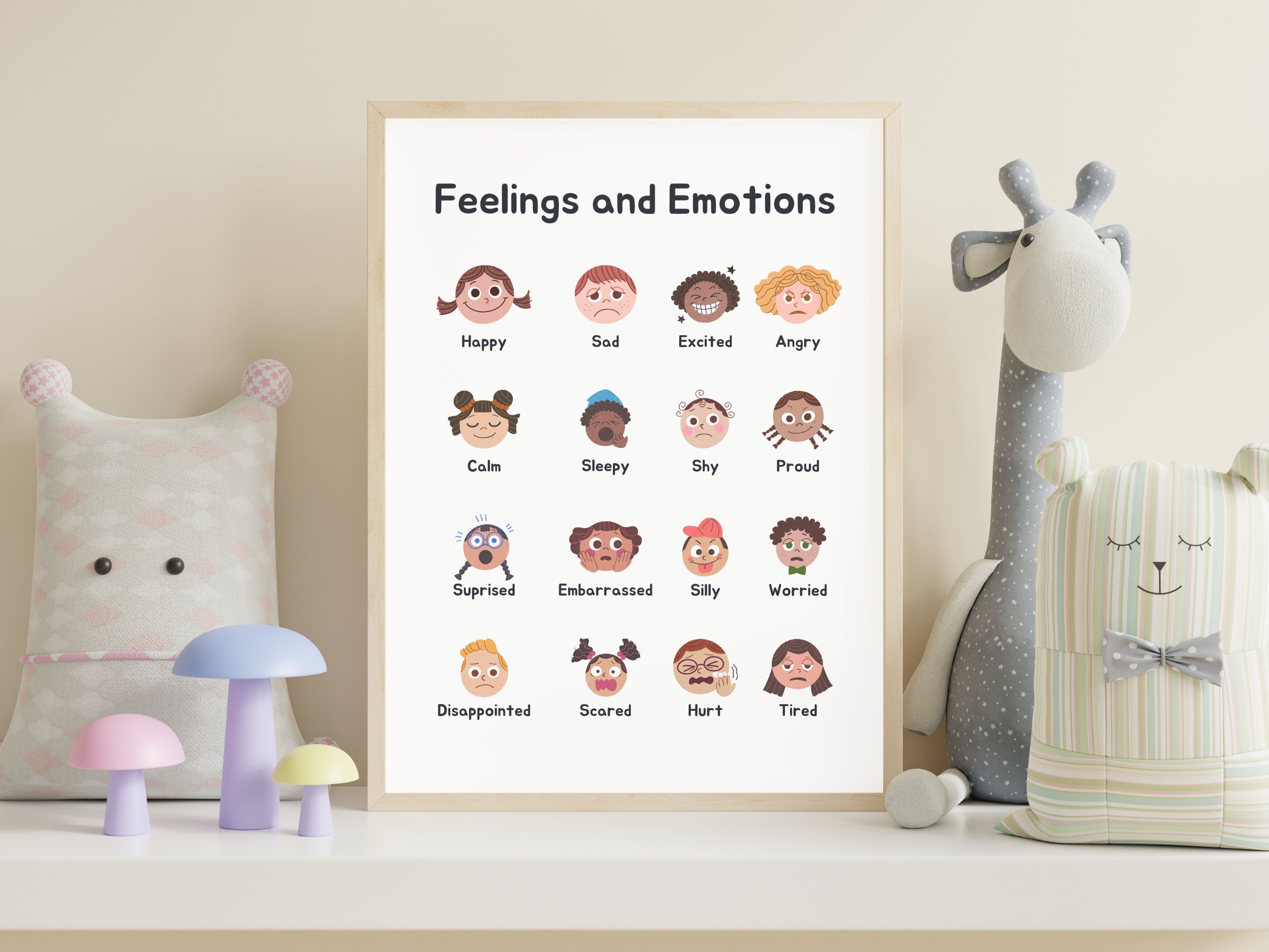 Feelings & Emotions Poster, Montessori Homeschool Decor, Feelings Chart ...