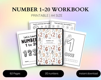 20 Number Tracing Worksheets, Traceable Numbers, Preschool Worksheets ...