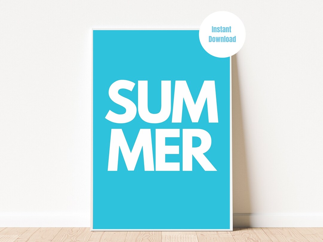 Blue Summer Sign, Hello Summer Printable, Word Art Summer, Summer Decor ...
