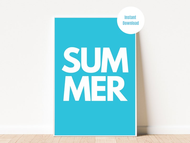 Blue Summer Sign, Hello Summer Printable, Word Art Summer, Summer Decor ...