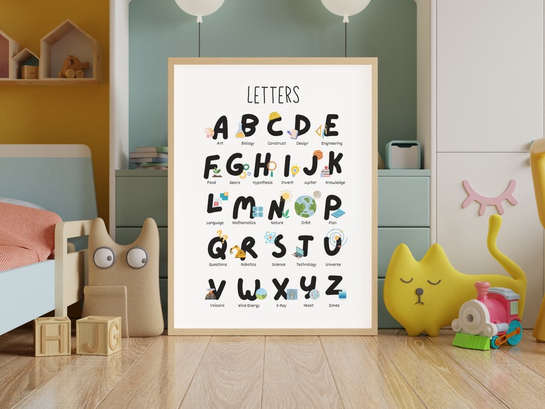 Rainbow Alphabet Poster, Letters Printables, Educational Wall Art ...