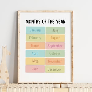 Months of the Year Printable, Educational Posters, Kindergarten Poster ...