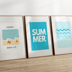 Ocean Waves Poster, Beach Vibe Decor, Hello Summer Beach, Coastal ...