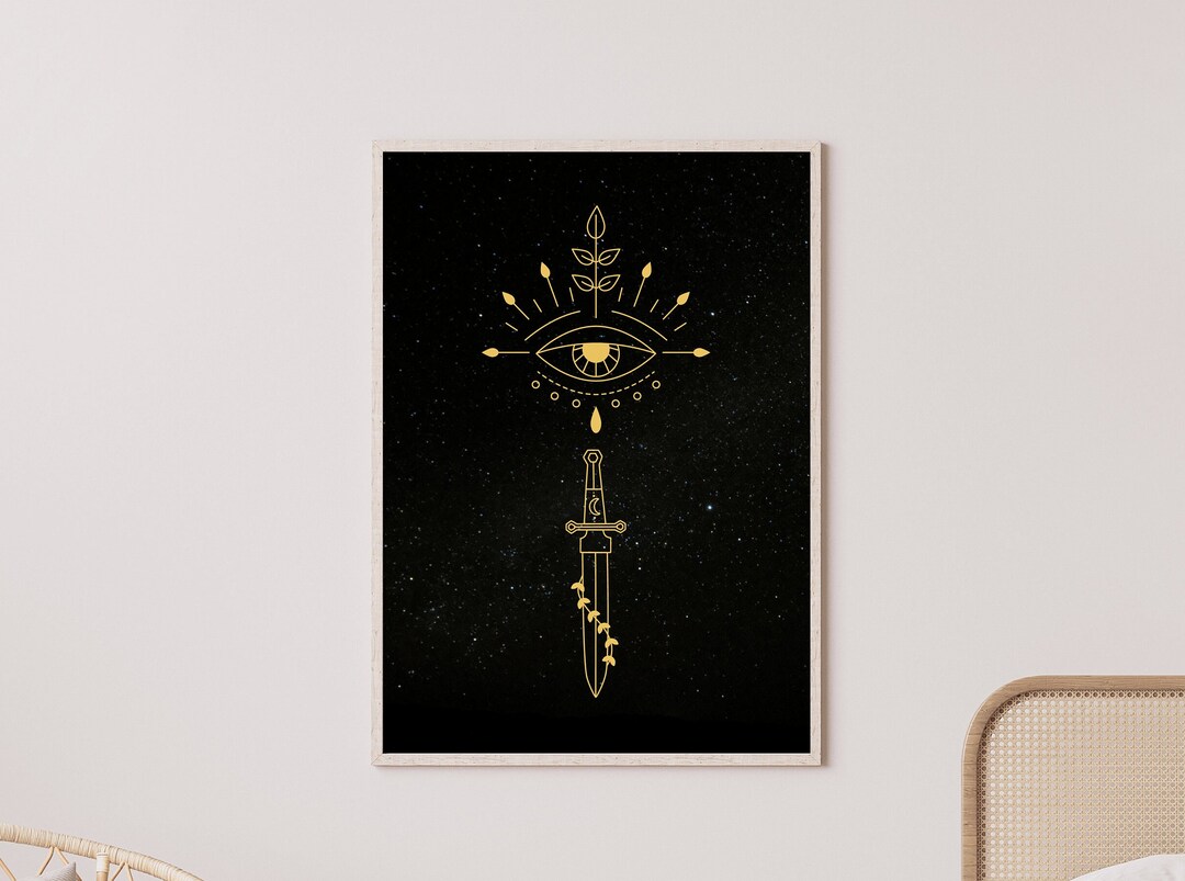 Evil Eye Art Print, Gold Eye Hamsa, Nazar Hasad Art Illustration ...