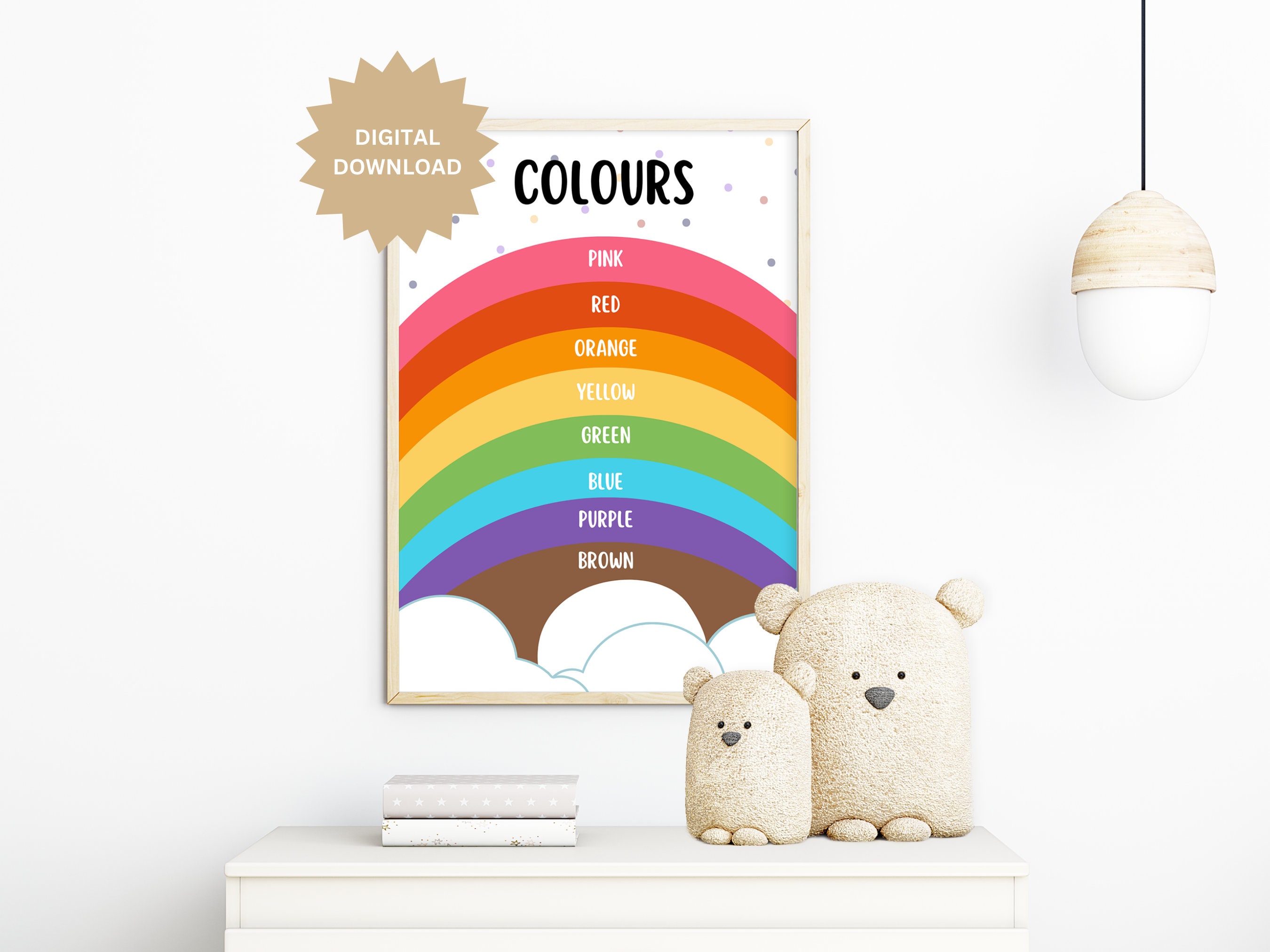 Rainbow Colors Educational Poster, Rainbow Colors Print, Printable Wall ...