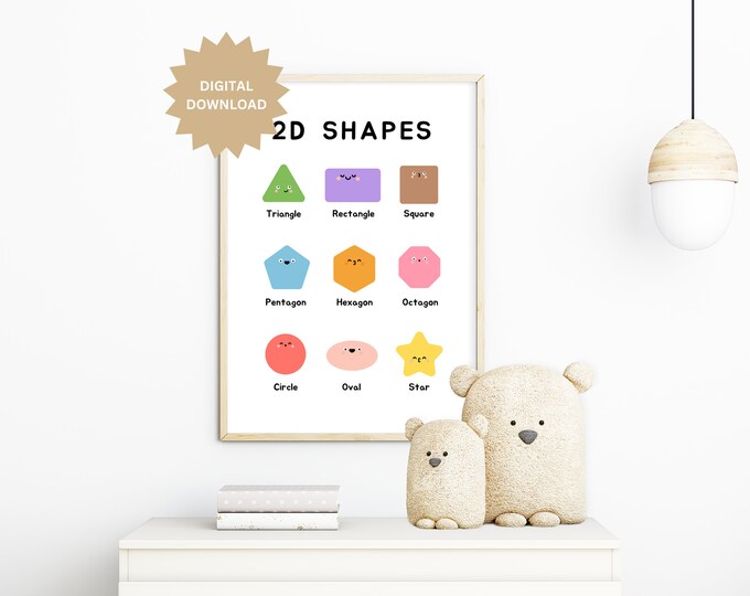 Cartel de formas para el aula preescolar, Impresión de formas 2D ...