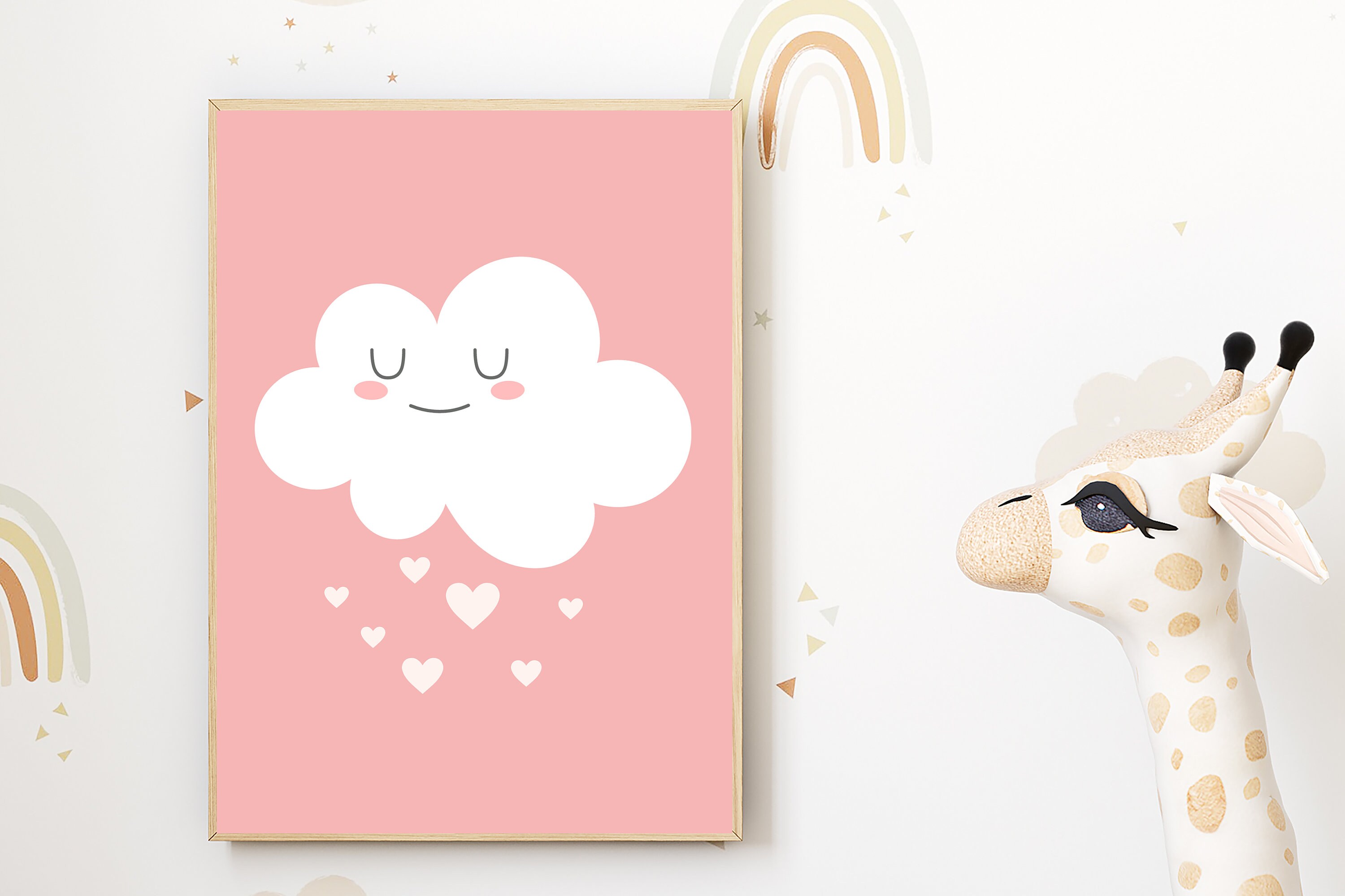Cloud Heart Printable, Pink Cloud Poster, Cute Cloud Wall Art, Sweet ...