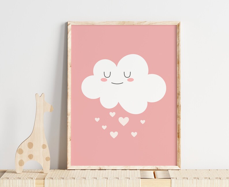 Cloud Heart Printable, Pink Cloud Poster, Cute Cloud Wall Art, Sweet ...