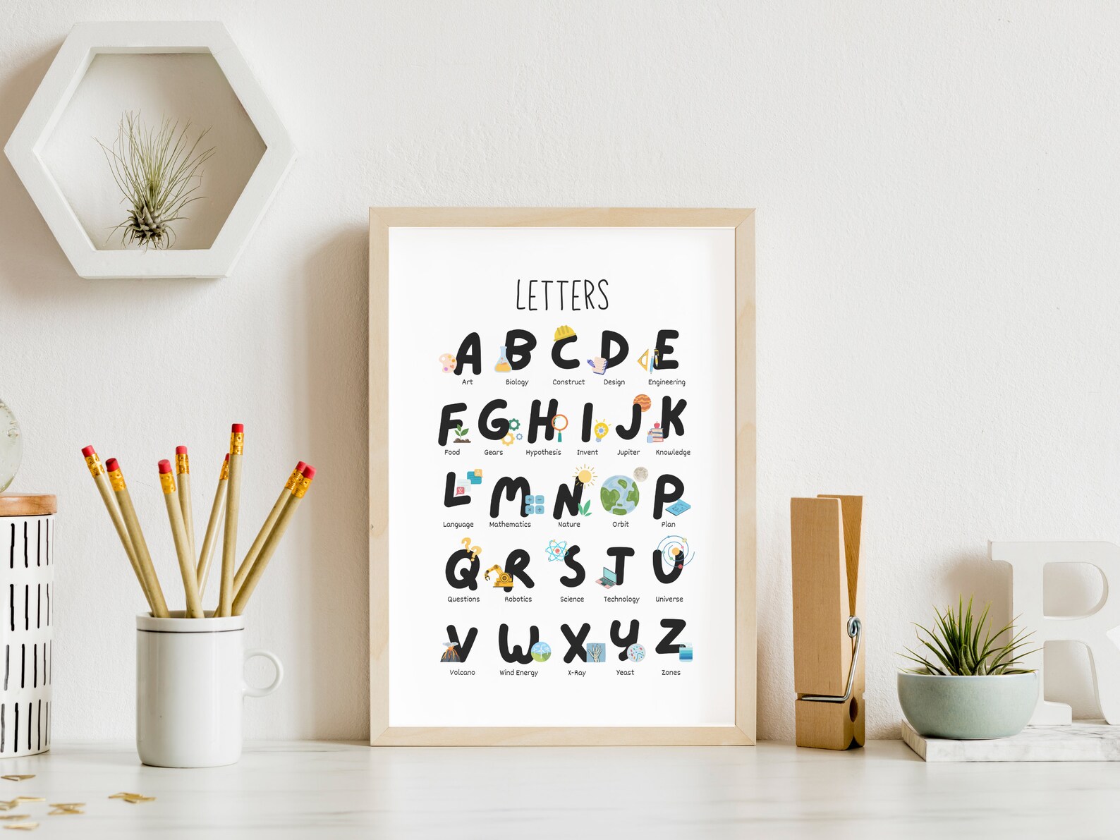 Rainbow Alphabet Poster, Letters Printables, Educational Wall Art ...