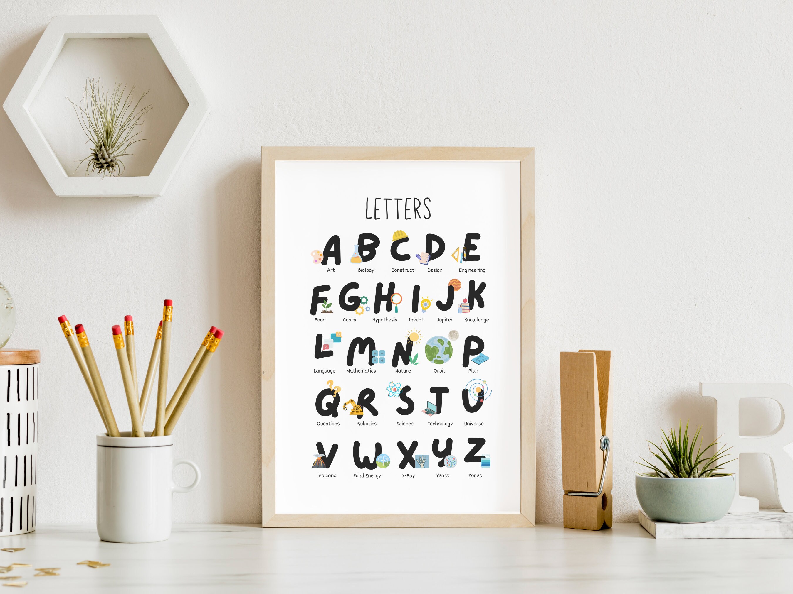 Rainbow Alphabet Poster, Letters Printables, Educational Wall Art ...