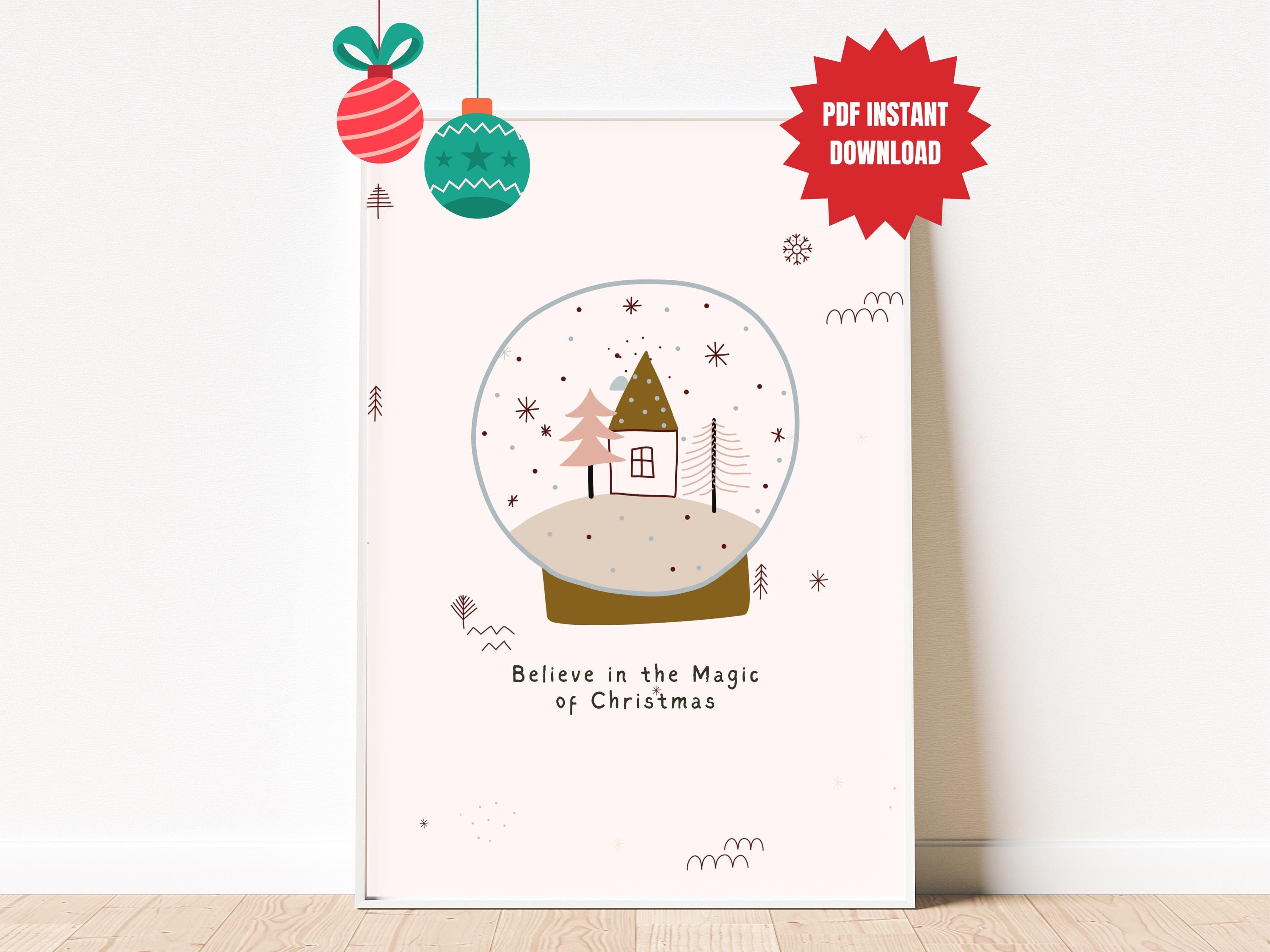 Snow Globe Art, Christmas Snow Globe Print, Holiday Decor, Snow Globe ...