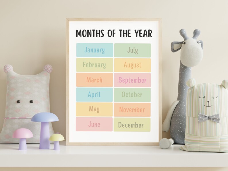 Months of the Year Printable, Educational Posters, Kindergarten Poster ...