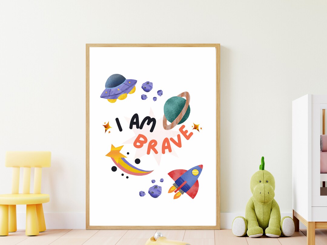 Outer Space Printable, I Am Brave Kid, Space Nursery Prints, Solar ...
