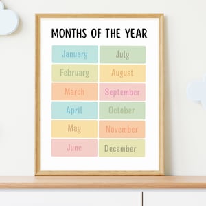 Months of the Year Printable, Educational Posters, Kindergarten Poster ...