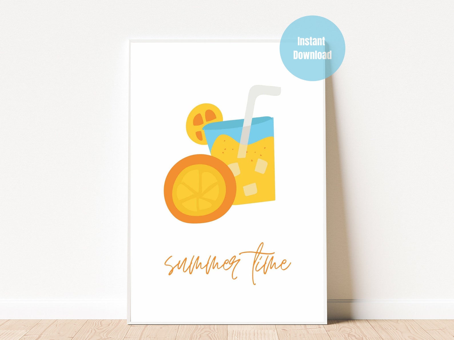 Orange Juice Print, Modern Kitchen Decor, Preppy Summer Wall Art, Gift ...