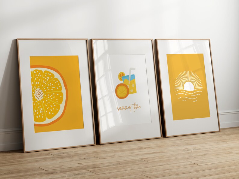 Set of 10 Summer Vibe Printable Fruit Home Decor Coastal Ocean Waves ...
