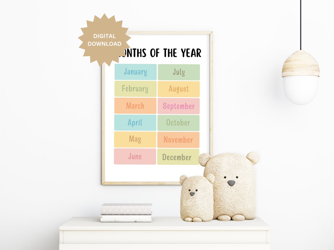Months of the Year Printable, Educational Posters, Kindergarten Poster ...