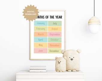 Months of the Year Printable, Educational Posters, Kindergarten Poster ...