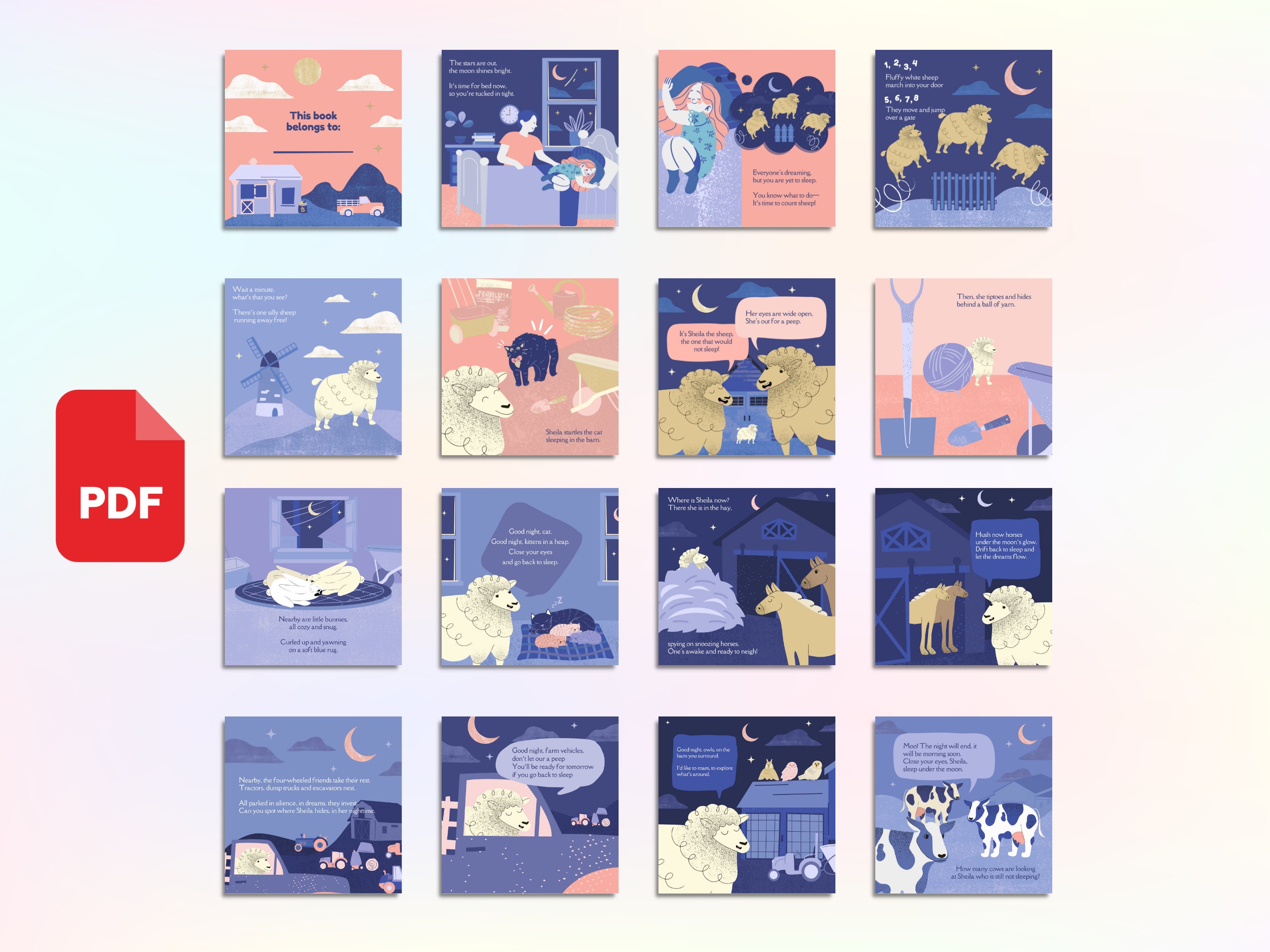 Sheila the Sheep Don't Go to Sleep, Kids Story Book, Printable Story ...