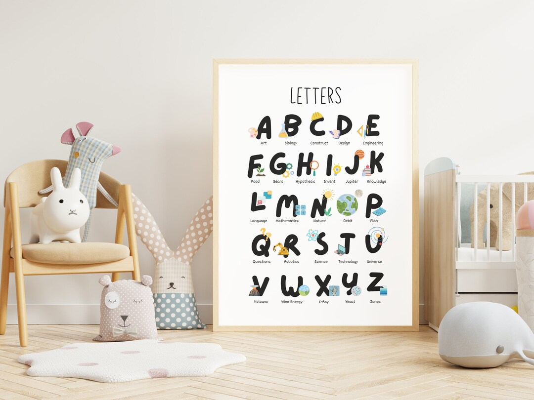 Rainbow Alphabet Poster, Letters Printables, Educational Wall Art ...