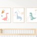 Pink Dinosaur Poster, Neutral Dino Prints, Nursery Dinosaurs, Baby ...