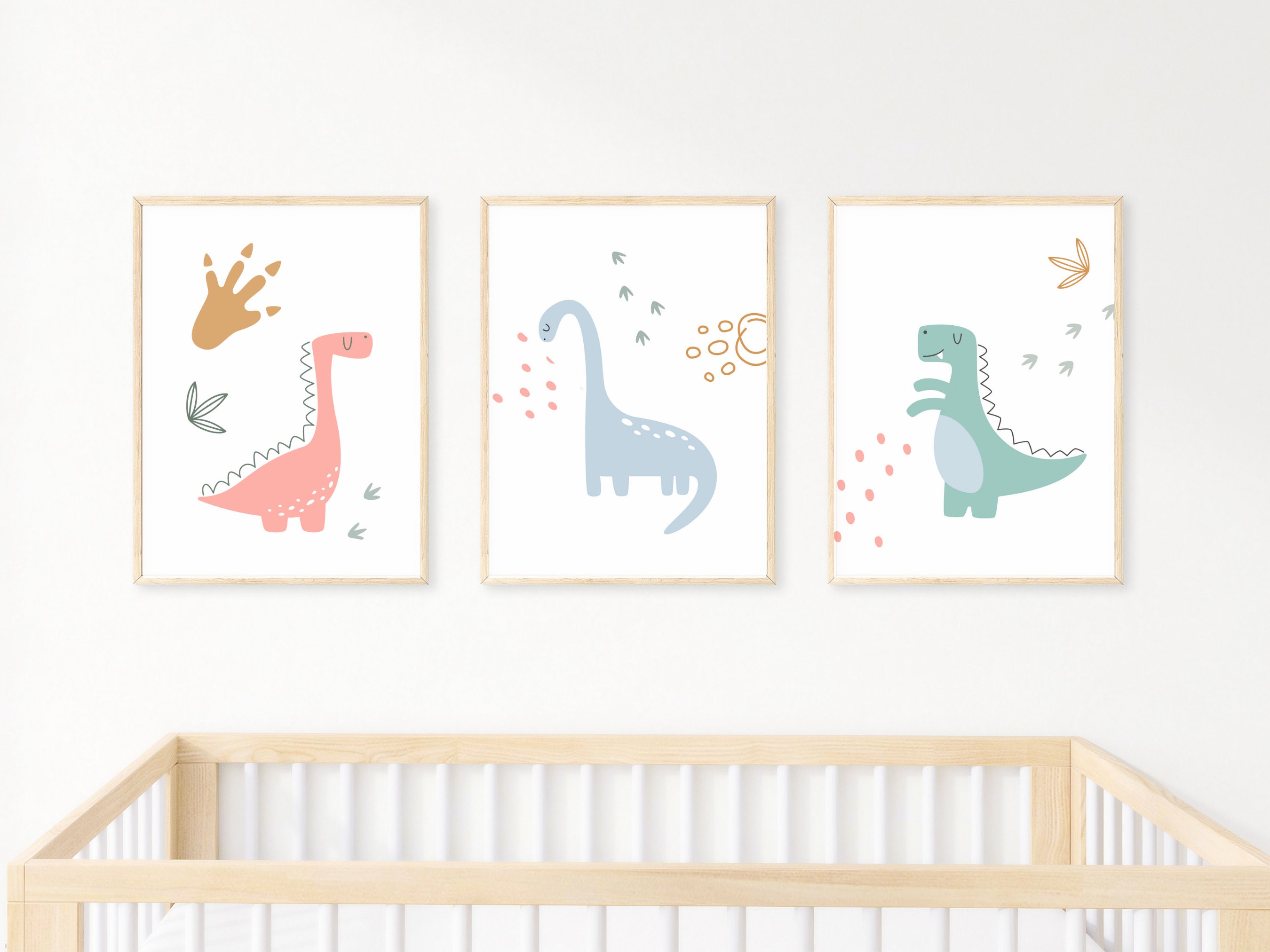 Pink Dinosaur Poster, Neutral Dino Prints, Nursery Dinosaurs, Baby ...