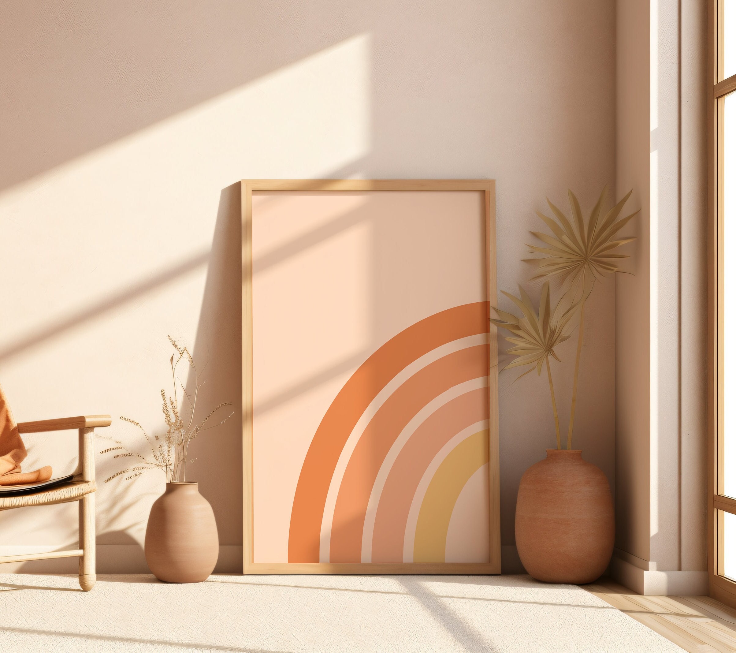 Boho Rainbow Wall Art, Rainbow Wall Art, Rainbow Nursery Decor, Neutral ...