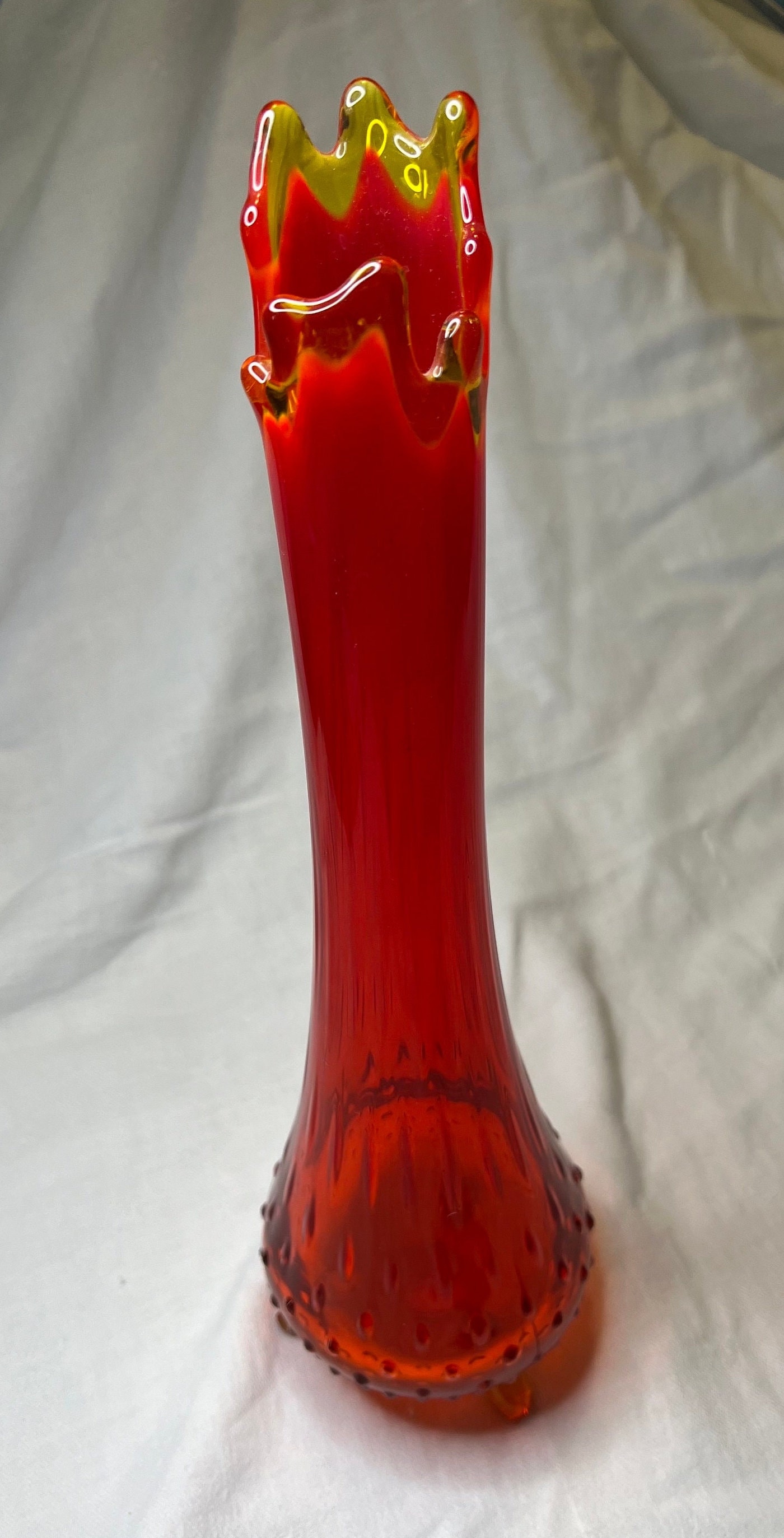 Vintage Amberina L.E. Smith Swung Glass Vase, Mid-century - Etsy