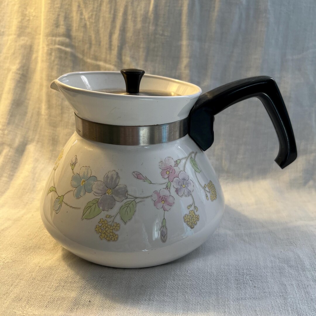 Vintage Corning Teapot, Pastel Bouquet - Etsy
