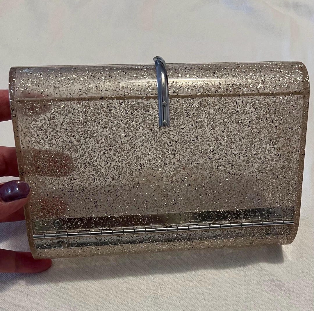 Vintage Sparkle Confetti Lucite Purse - Etsy