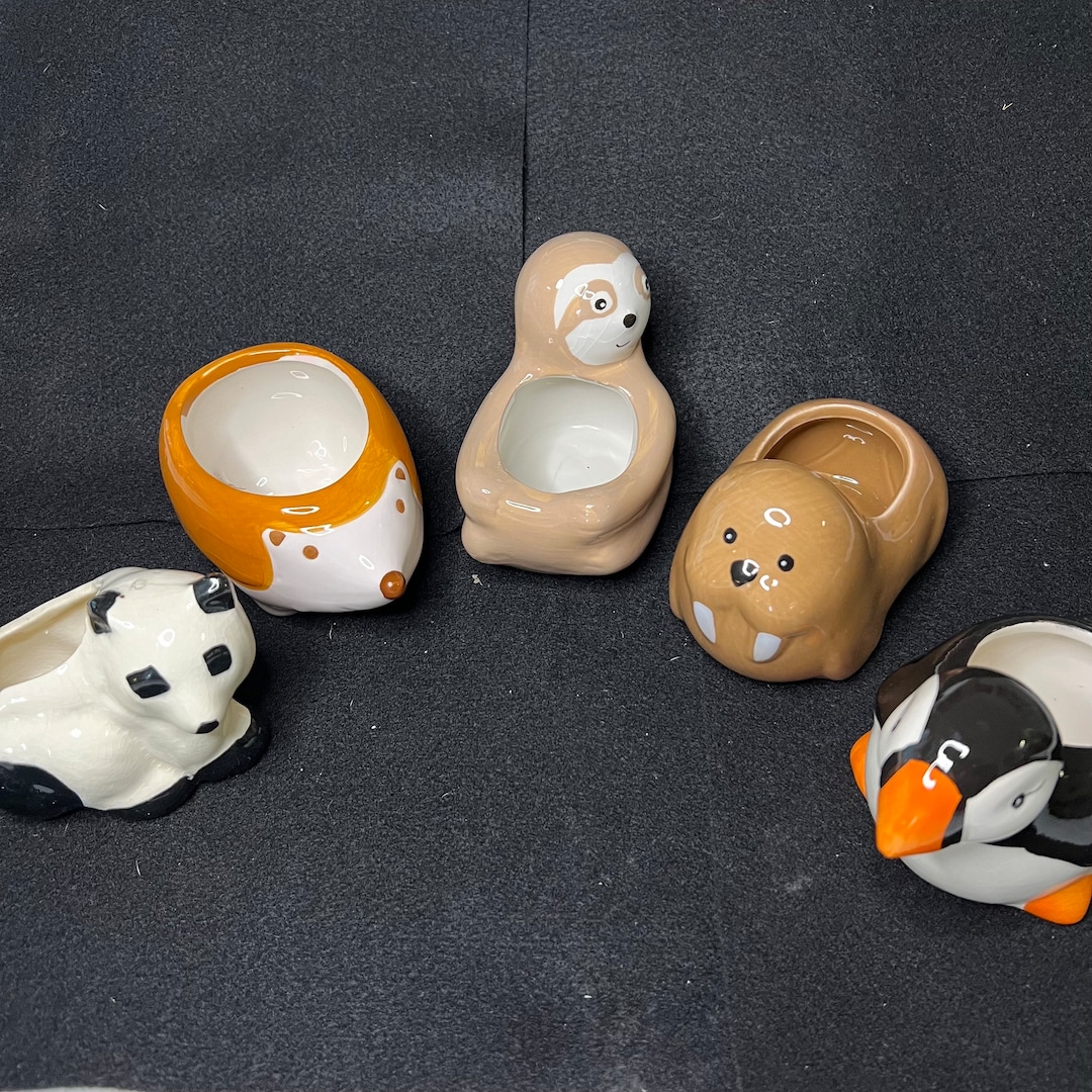 Vintage Panda Porcupine Puffin Sloth Walrus Planters, Choice, Ceramic ...