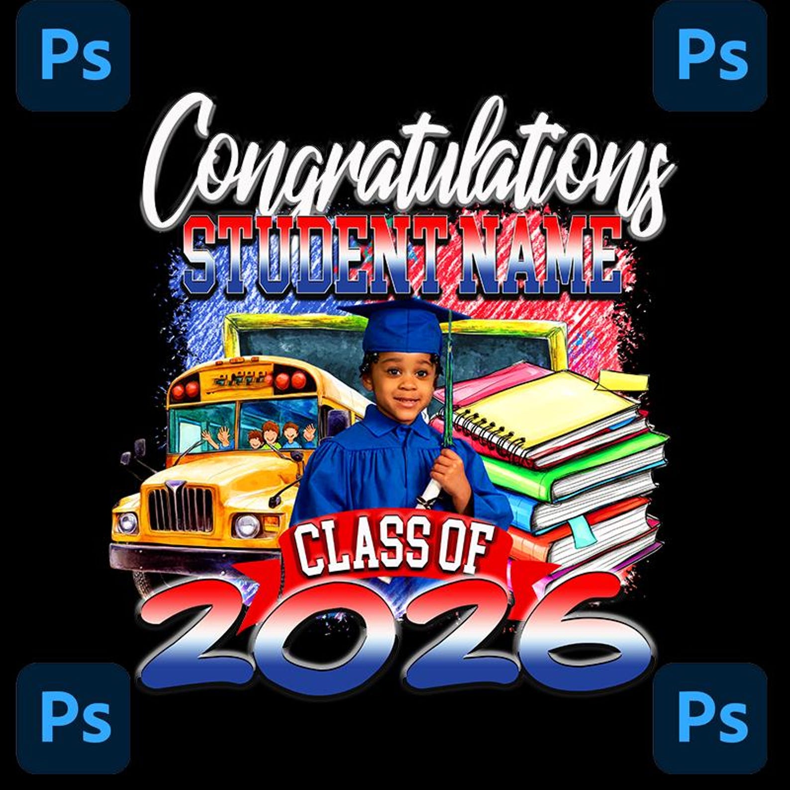 Class of 2026 Kids Graduation Template Editable Photoshop Template 26 ...