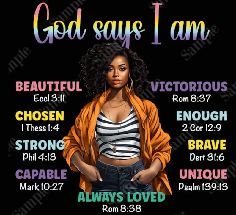 God Says I Am Png, Black Girl Magic Png, Bible Quotes Png - Etsy