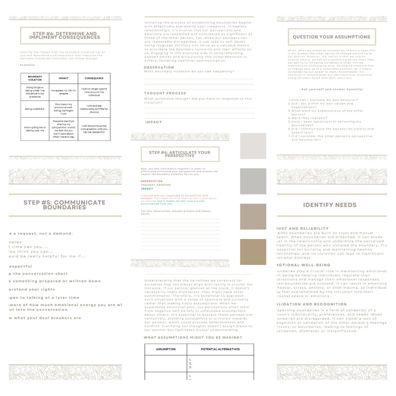 6 Steps to Setting Healthy Boundaries Workbook - Etsy