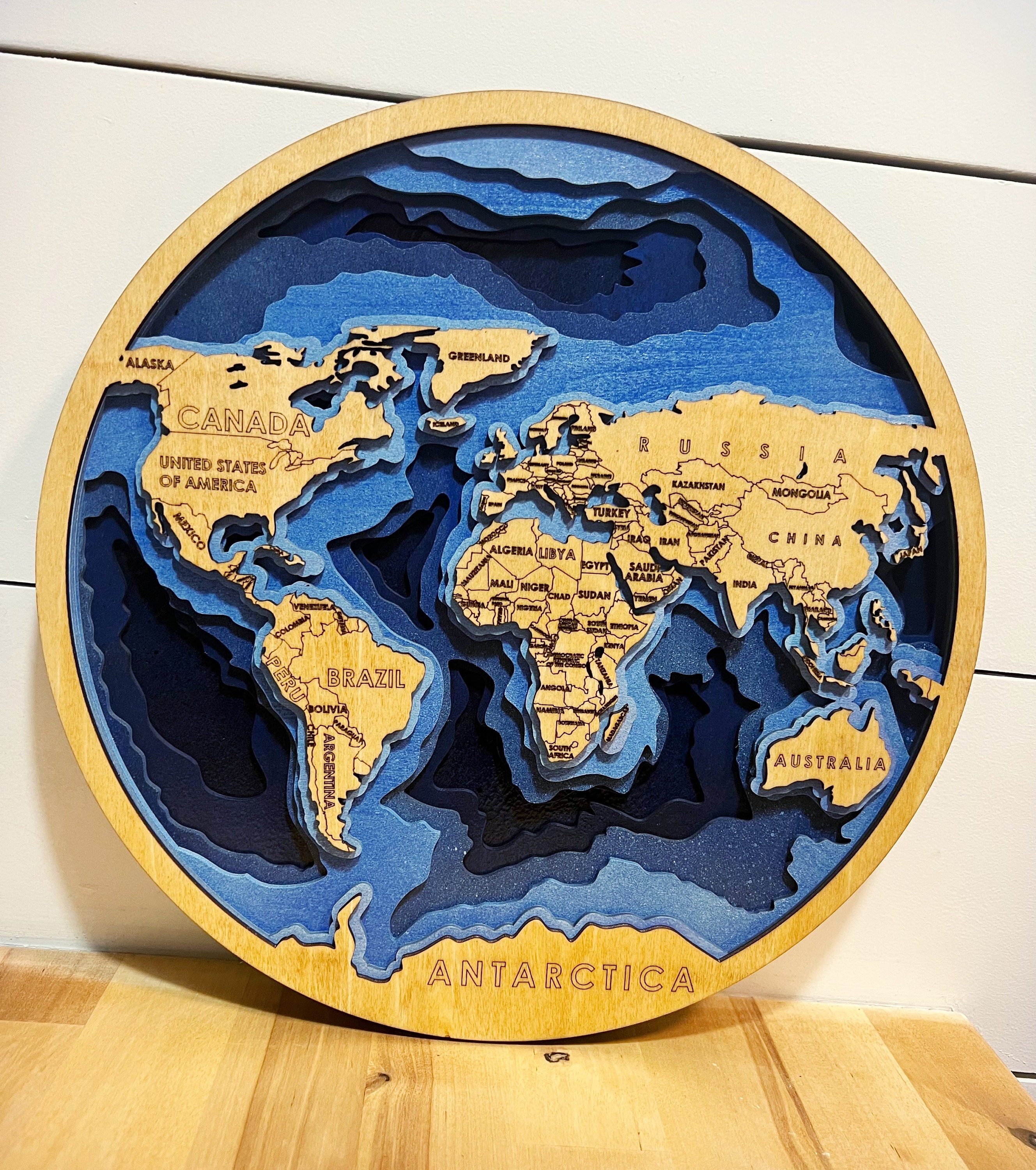 Layered Wood World Map - Etsy
