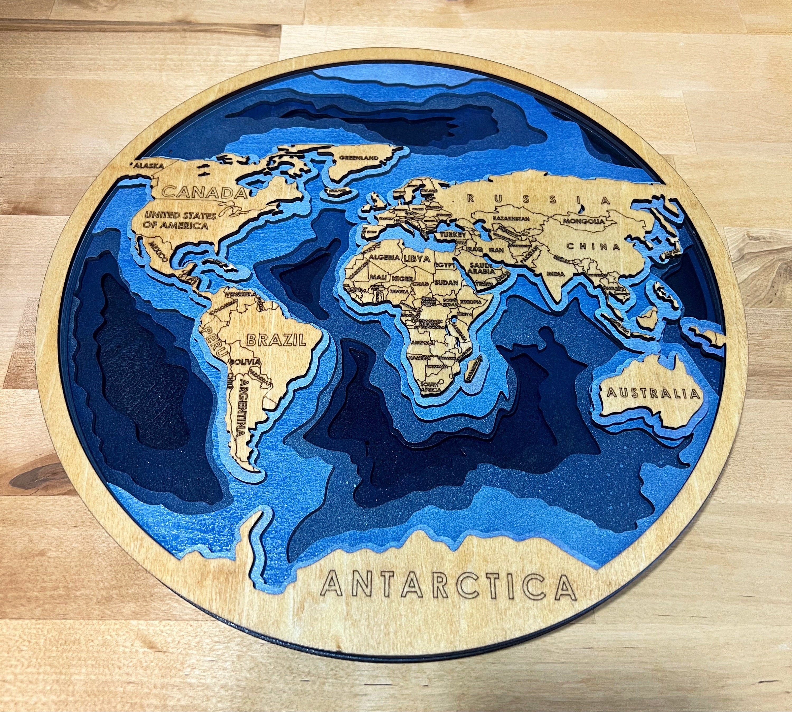 Layered Wood World Map - Etsy