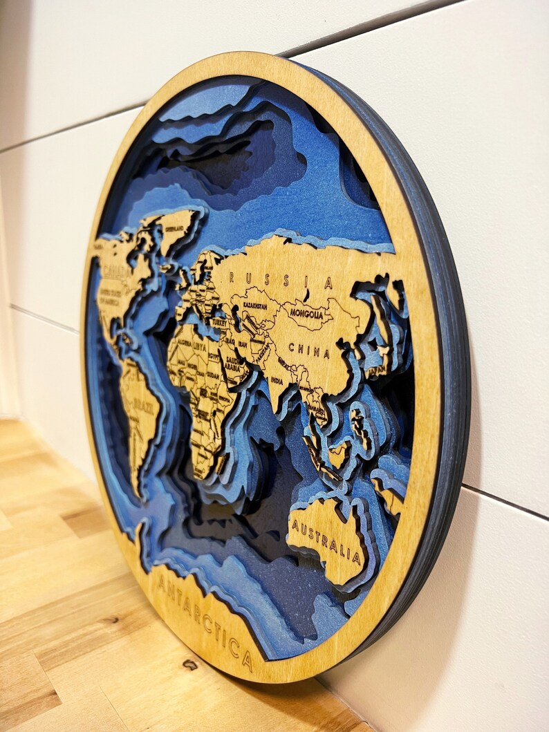 Layered Wood World Map - Etsy