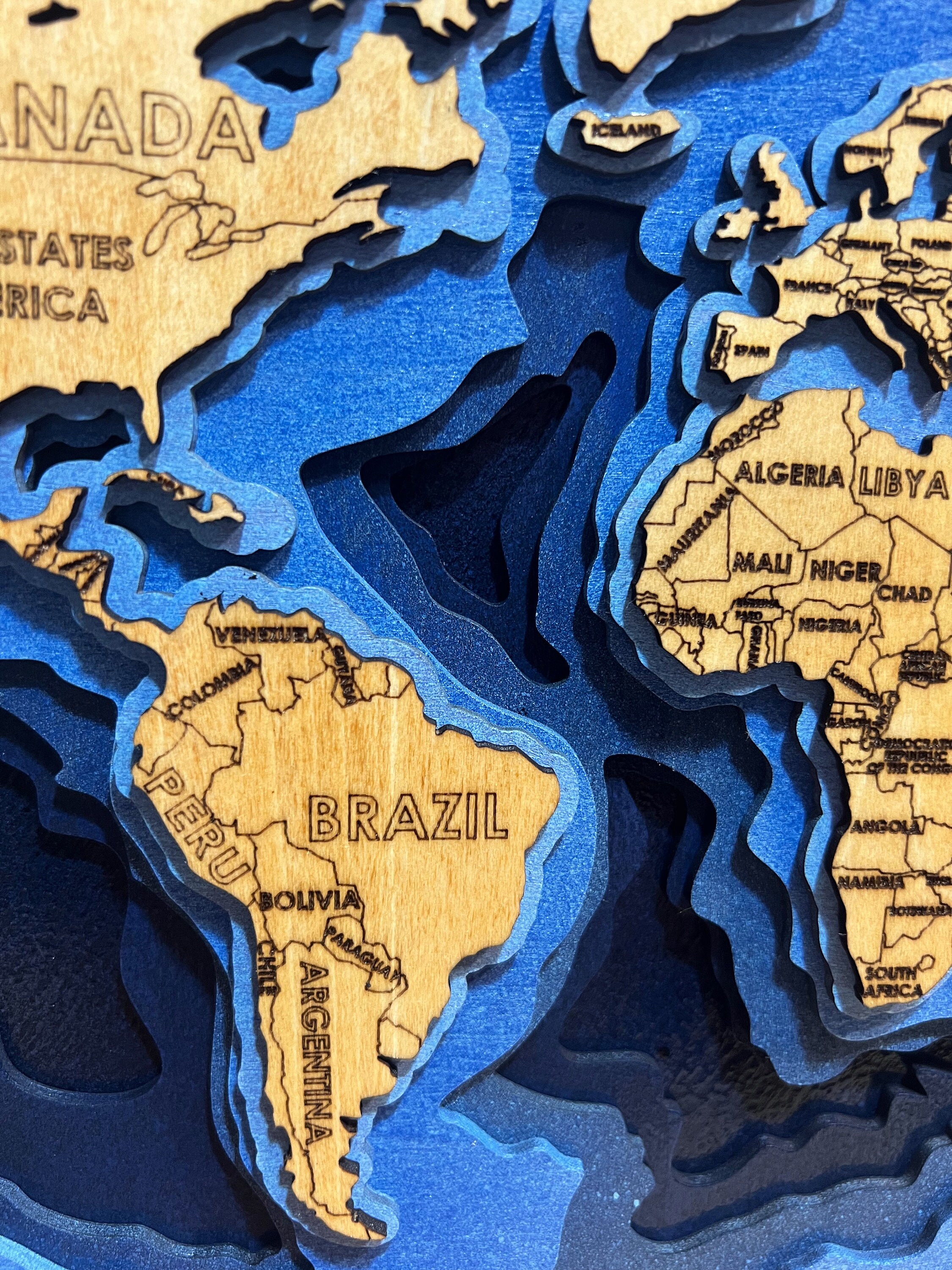 Layered Wood World Map - Etsy