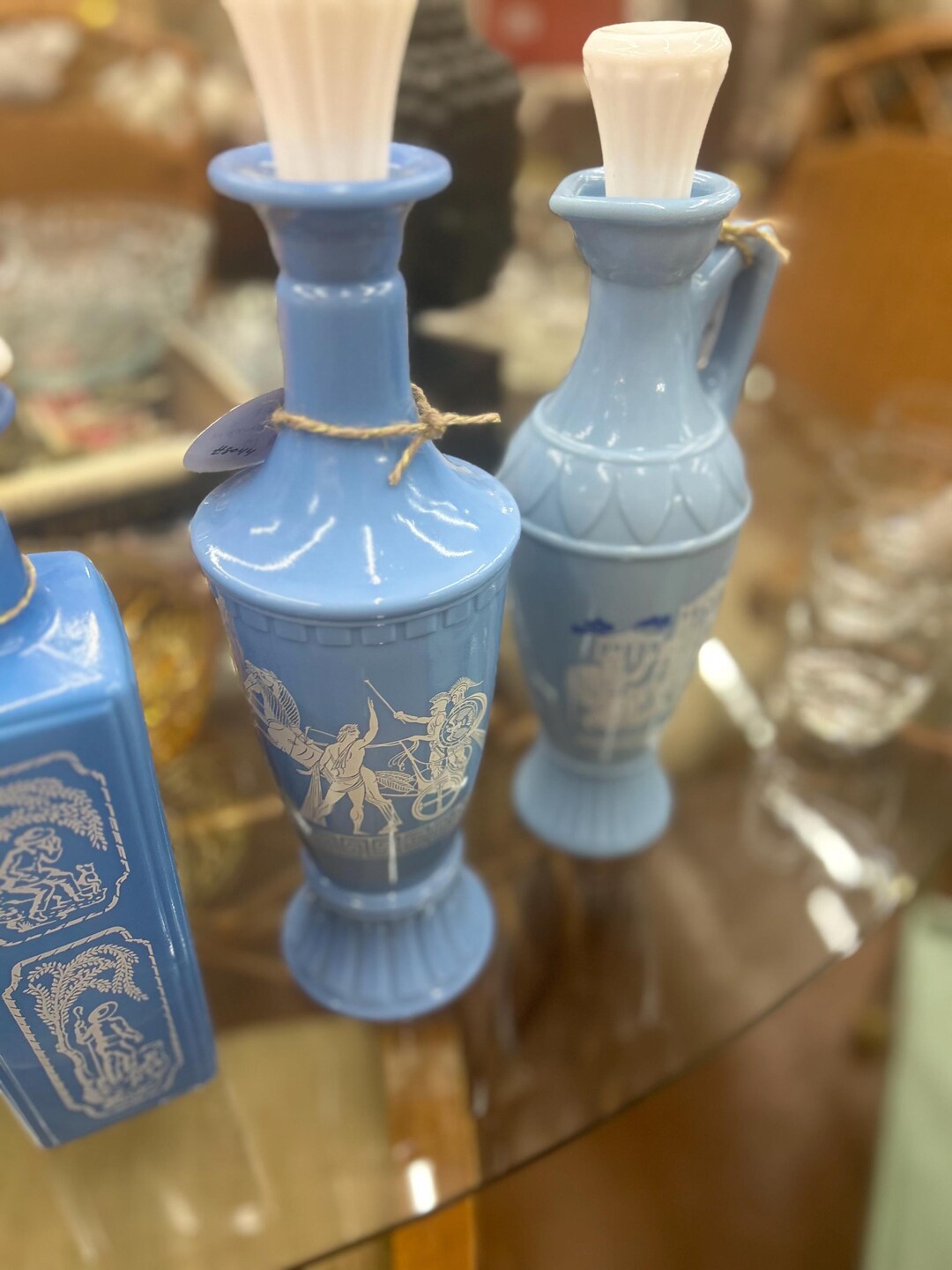 1960s Jim Beam Blue Milk Glass Decanters-wedgewood Style Greek Revival ...