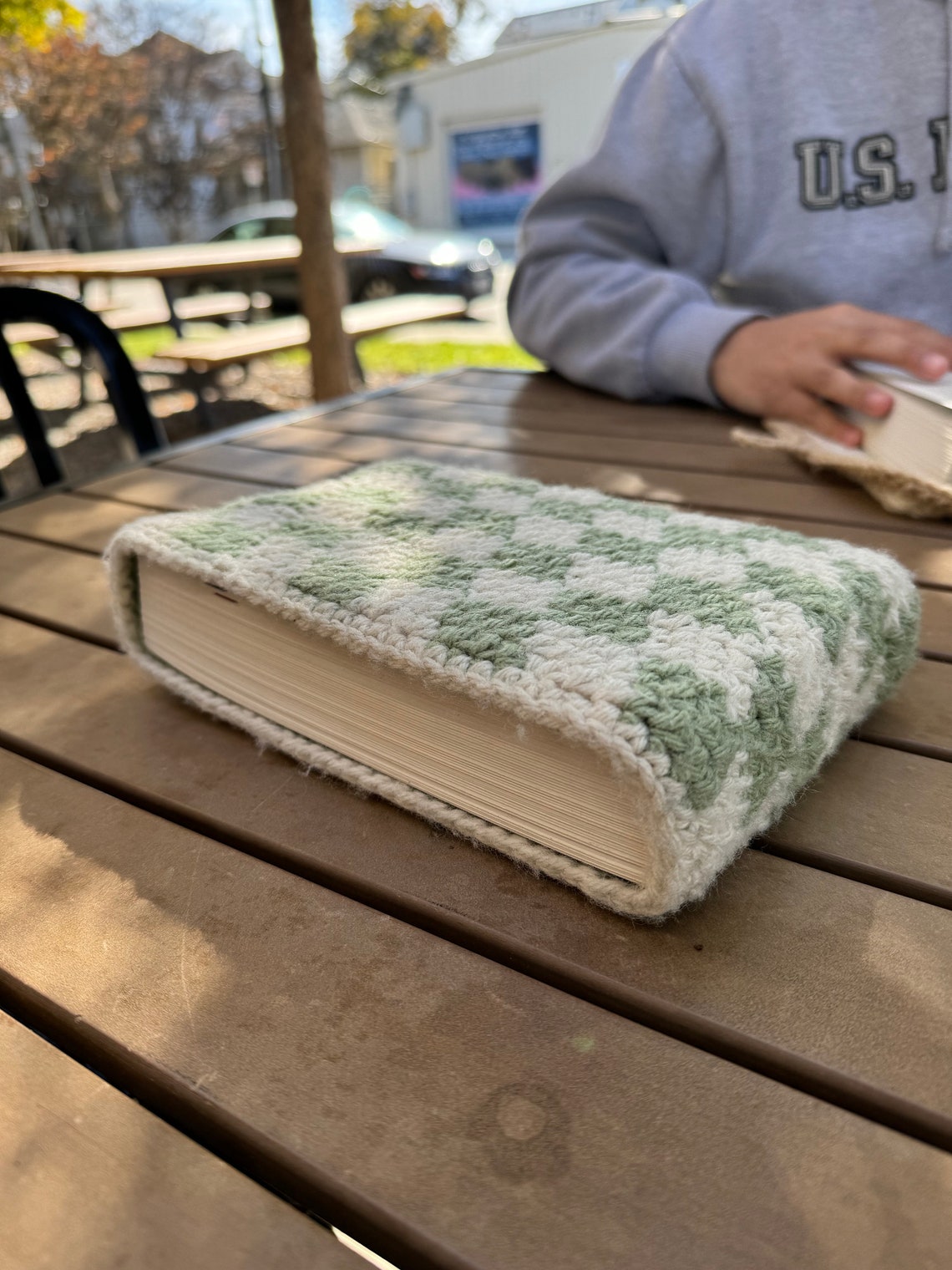 Crochet Book Cover - Checkerboard - Etsy