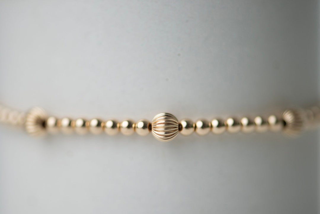 Gold Filled Bead & Corrugated Bead Pattern Bracelet - Etsy