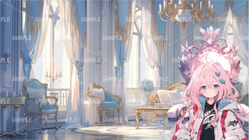 Pink Frozen Throne, Gaming Chair, Vtuber Background, Vtuber Asset ...