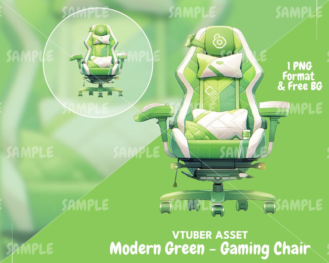 Modern Green Themed Gaming Chair, Vtuber Background, Vtuber Asset ...