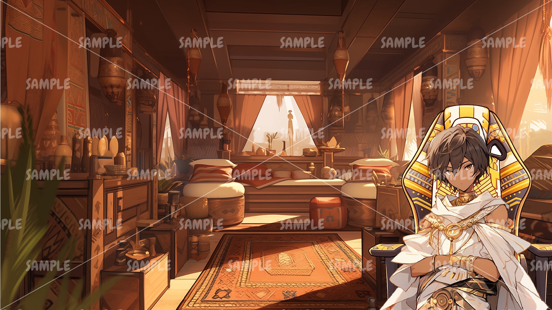 Golden Egypt Themed Gaming Chair, Vtuber Background, Vtuber Asset ...