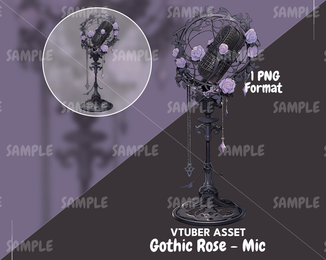 Gothic Rose Vtuber Mic Asset (PNG) - Etsy
